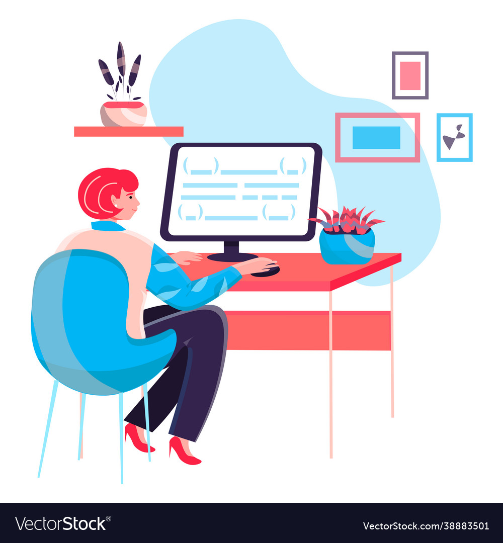 Programmer working at office concept Royalty Free Vector