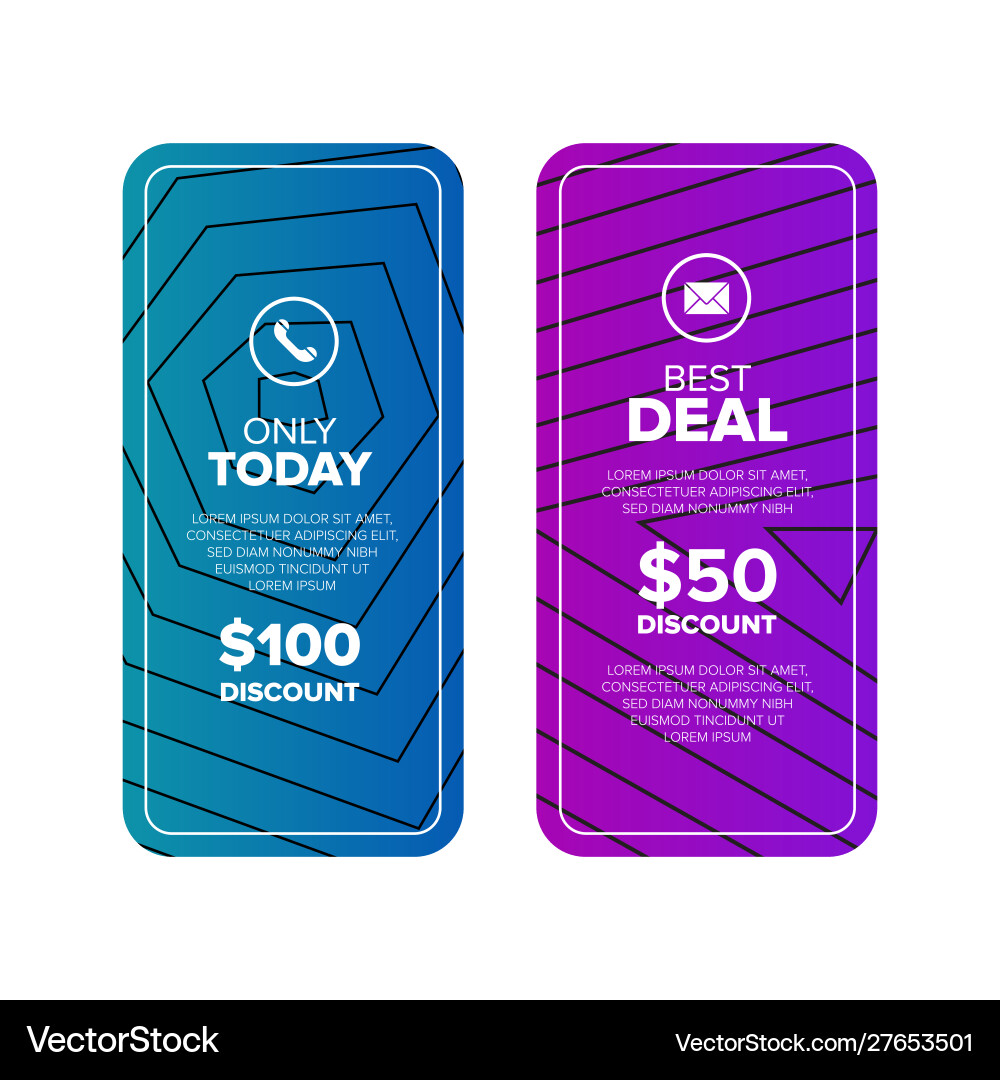 Promo ad banners on smartphone screens set Vector Image