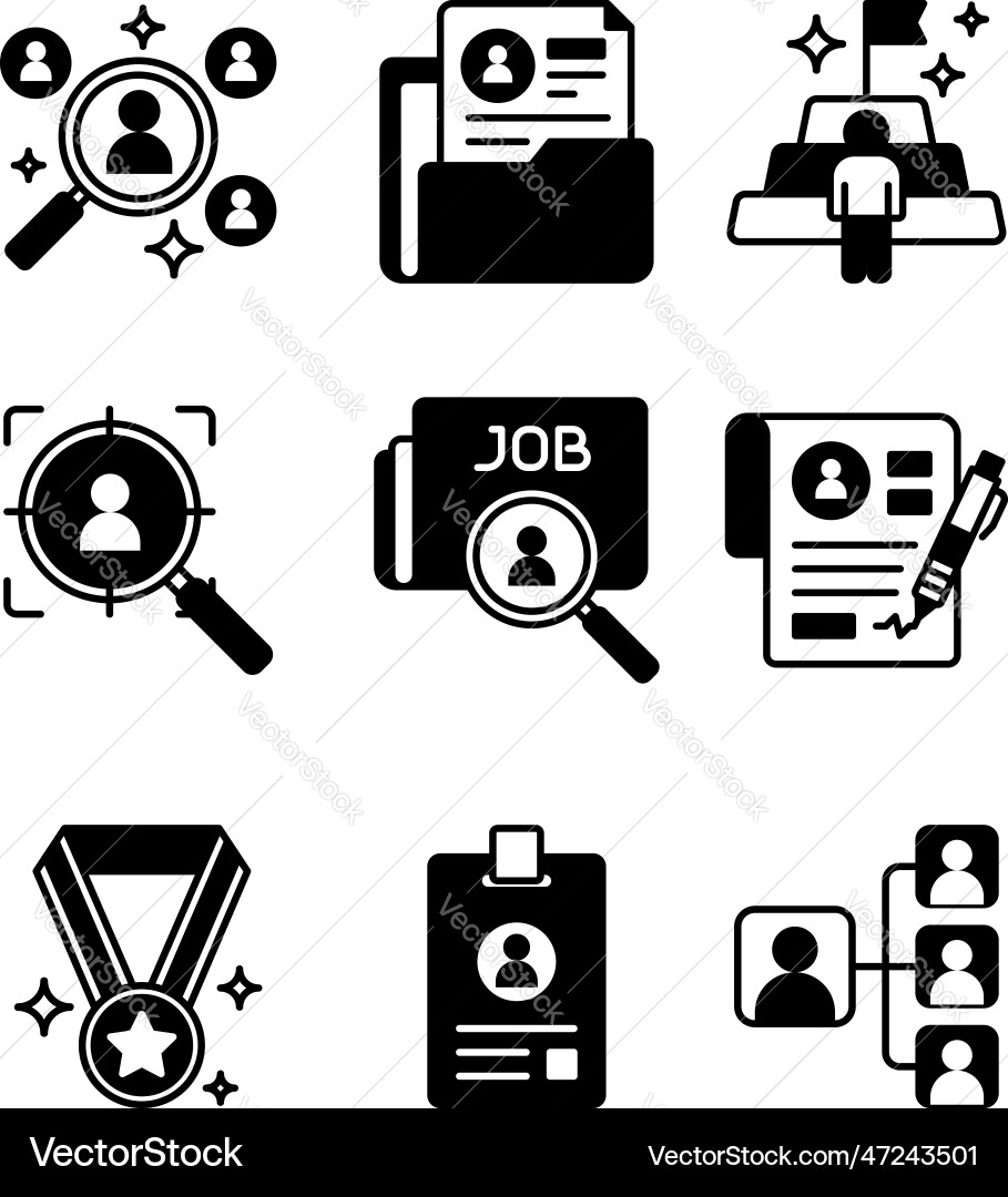 Recruitment and employee icon sheets design hr Vector Image