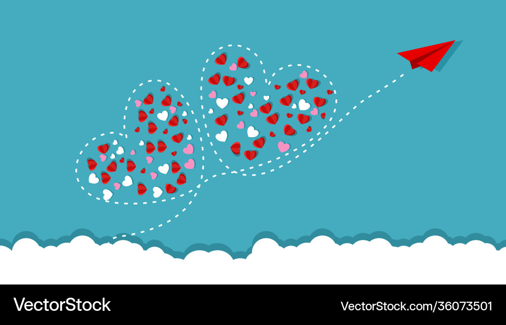 Red airplanes flying look like heart shape Vector Image