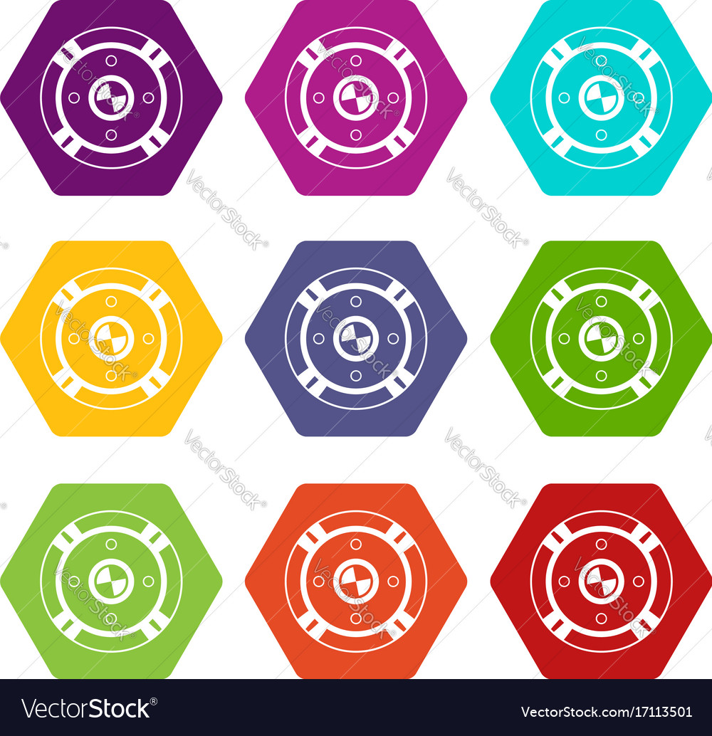 Shield icon set color hexahedron Royalty Free Vector Image