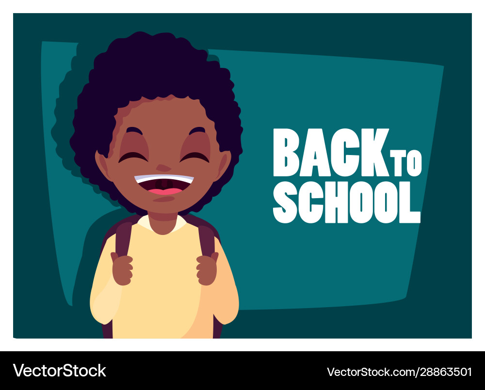 Student boy with back to school label Royalty Free Vector