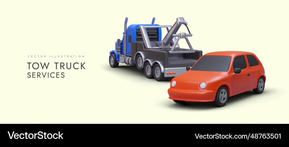 Tow truck services horizontal advertising mockup Vector Image