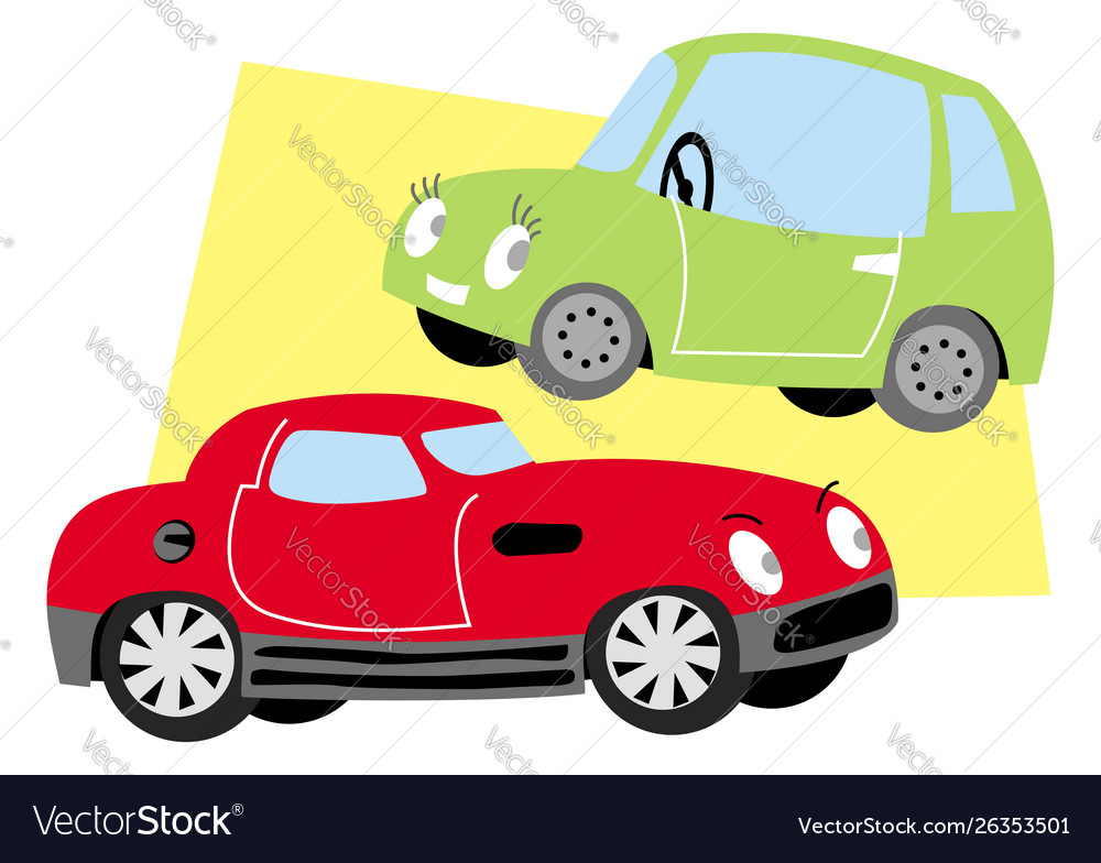 Two nice cars Royalty Free Vector Image - VectorStock