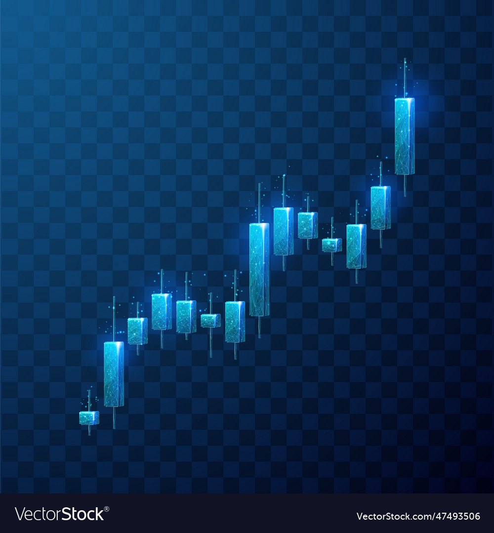 3d candlestick graph chart of stock market Vector Image