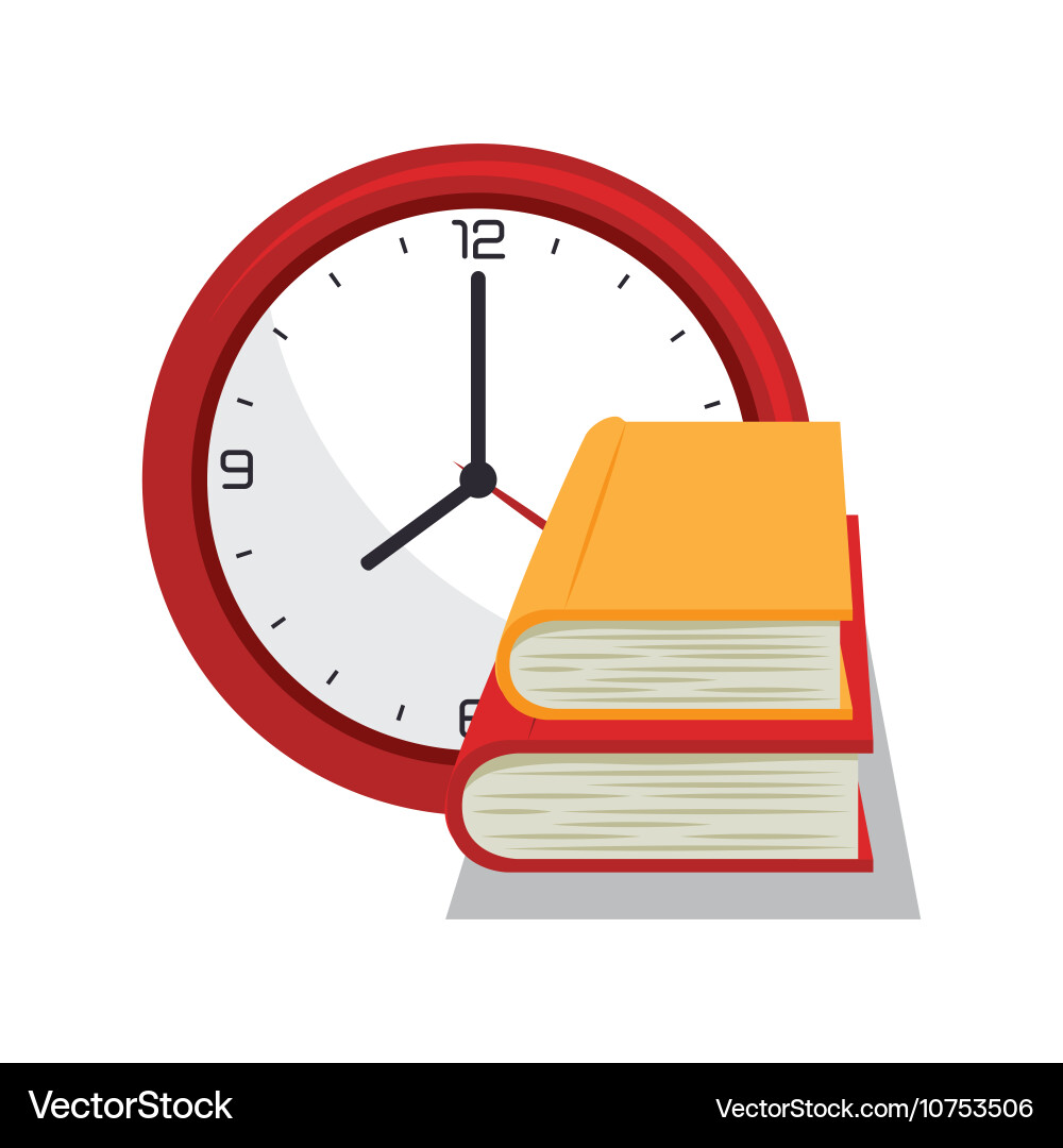 Bokks and watch school design Royalty Free Vector Image