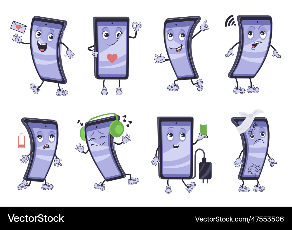 Cartoon mobile phone smart device mascot Vector Image