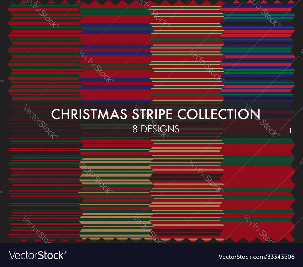 Christmas stripe seamless pattern collection Vector Image