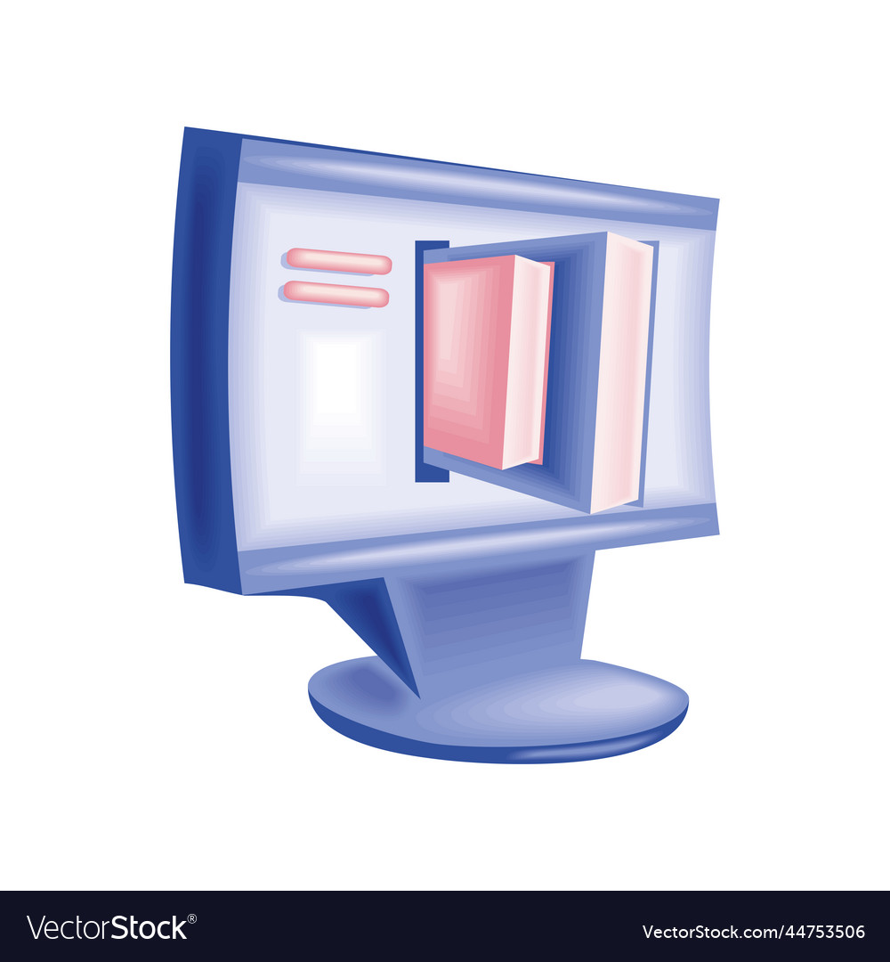 Computer and books elearning Royalty Free Vector Image
