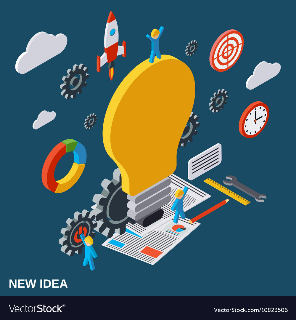 Creative idea flat isometric concept Royalty Free Vector