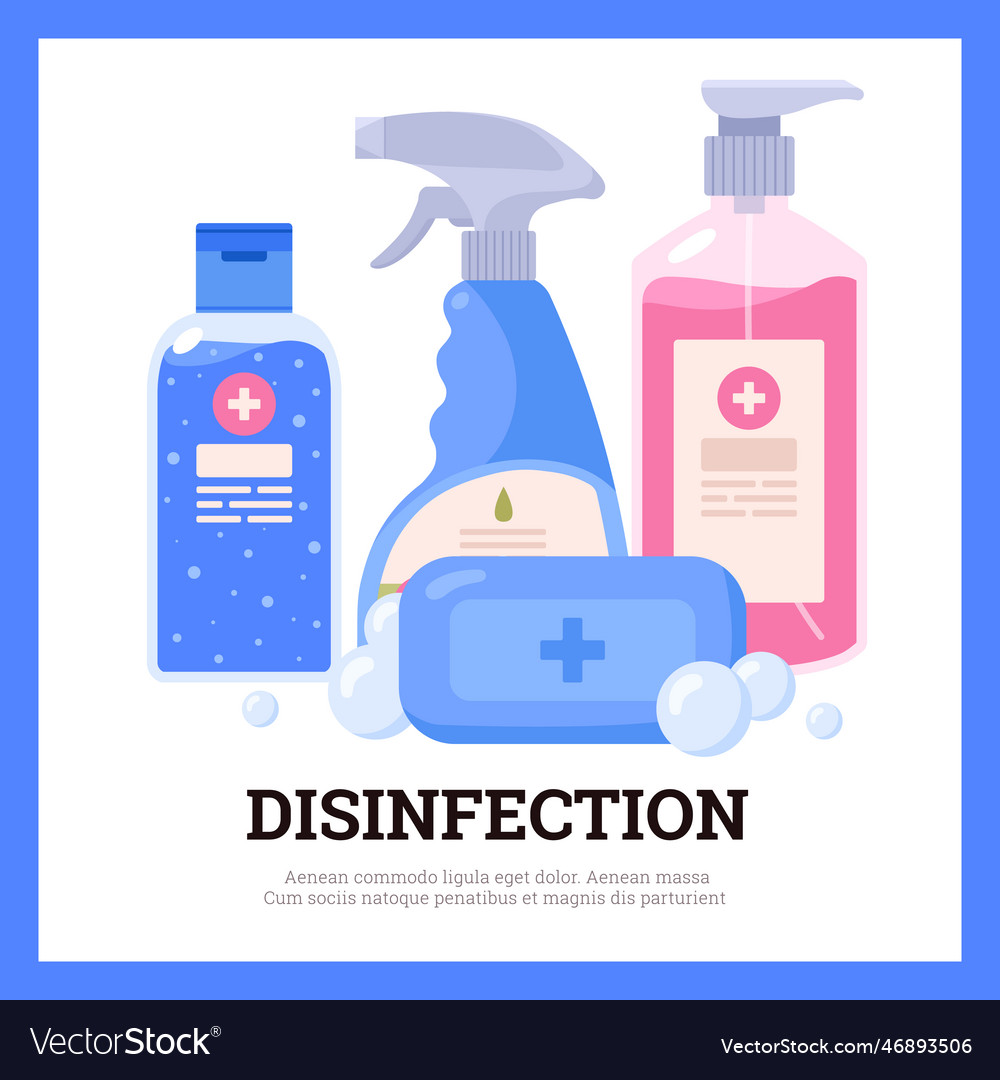 Disinfection poster template with antiseptic Vector Image