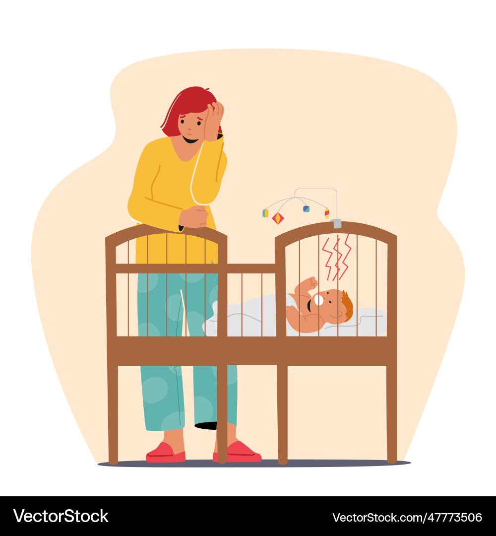 Exhausted woman suffering from postpartum Vector Image