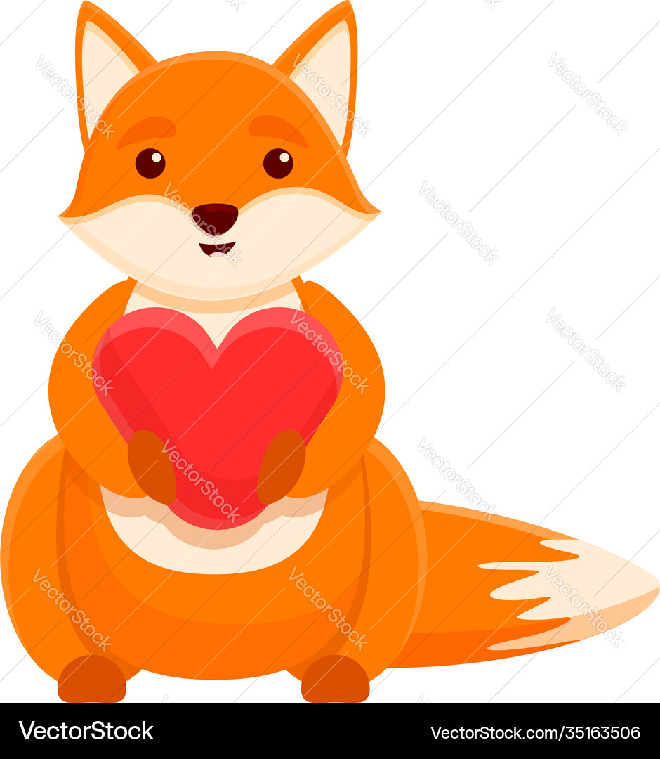 Fox with heart icon cartoon style Royalty Free Vector Image