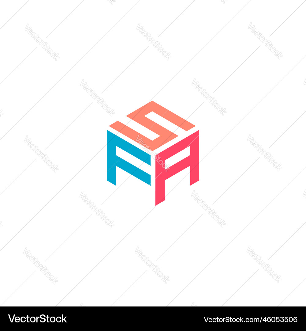 Hexagon logo with the letters sfa design Vector Image