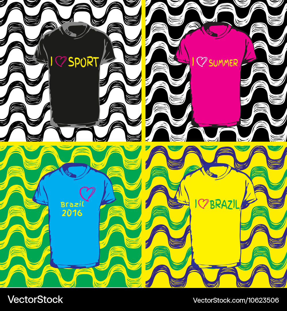 Ipanema beach pattern set of t-shirts Royalty Free Vector