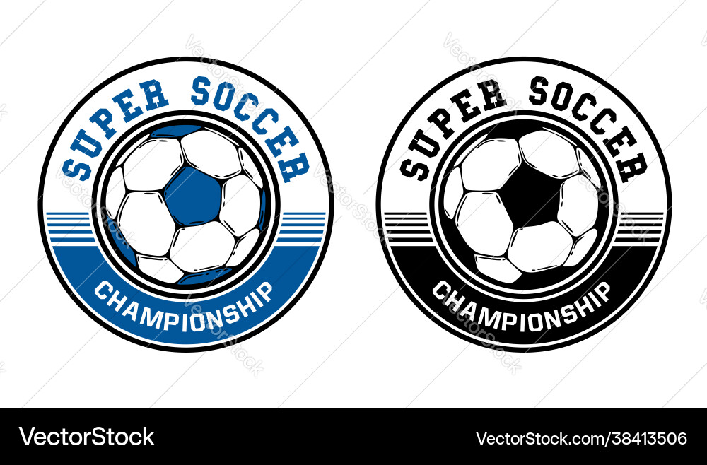 Logo design super soccer championship Royalty Free Vector