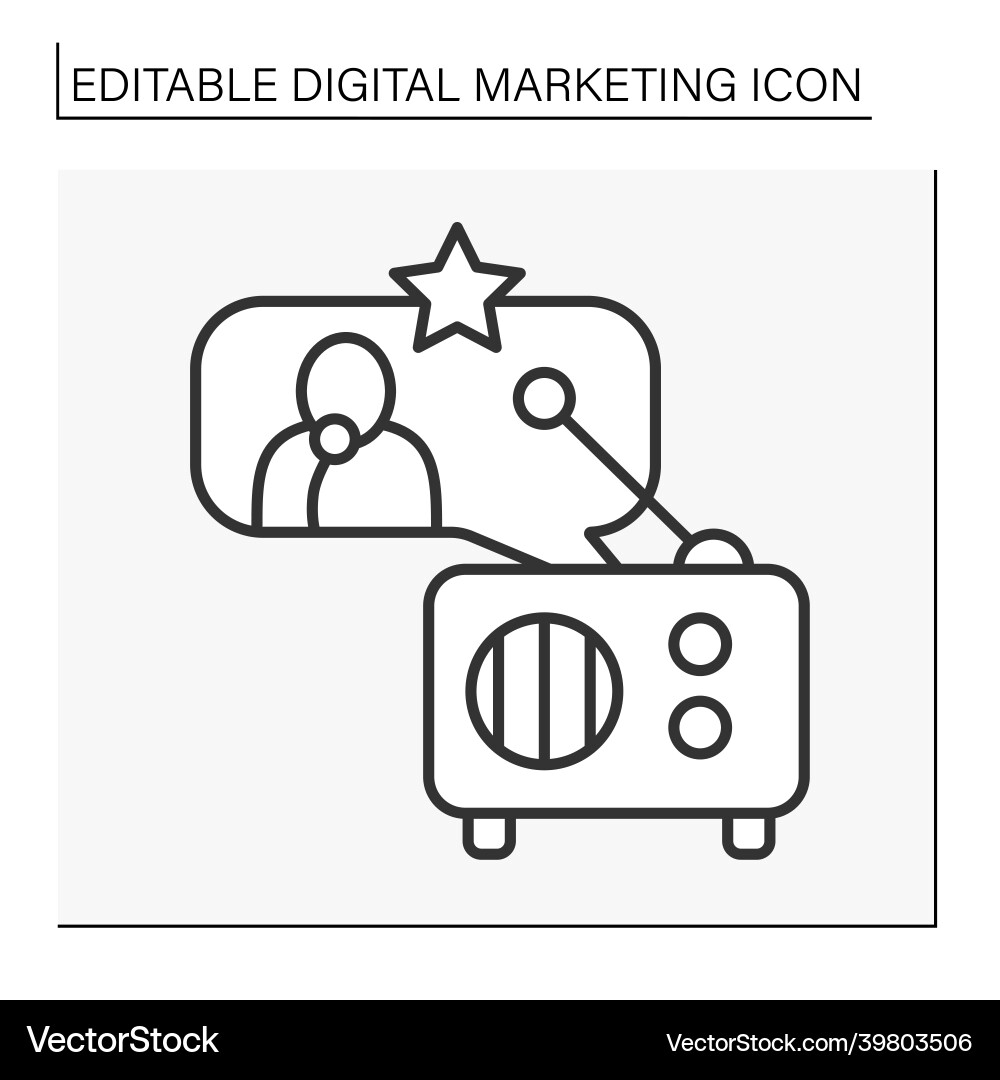 Radio advertising line icon Royalty Free Vector Image