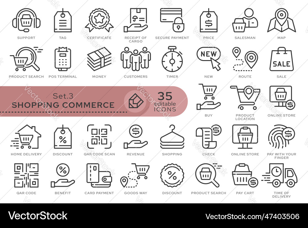 Set icons shopping commerce 03 Royalty Free Vector Image