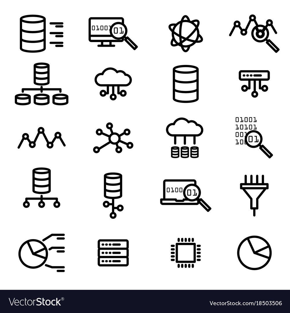 Simple set of big data database cloud computing Vector Image