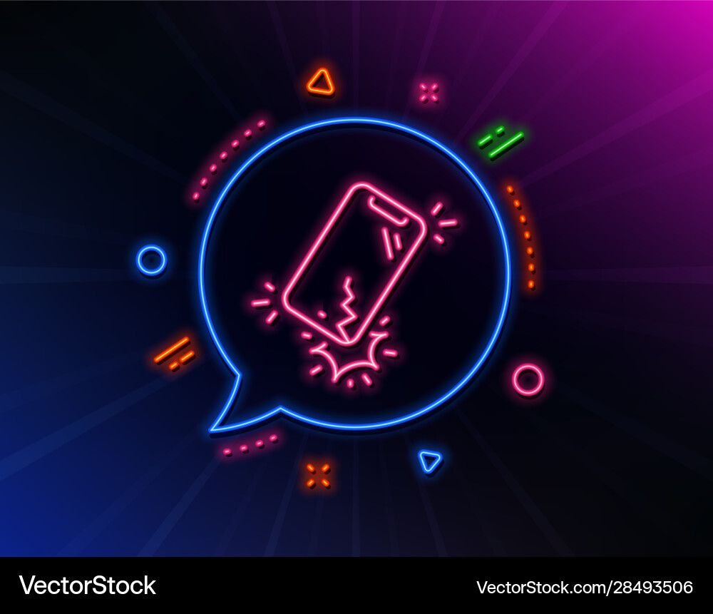 Smartphone broken line icon phone crack sign Vector Image