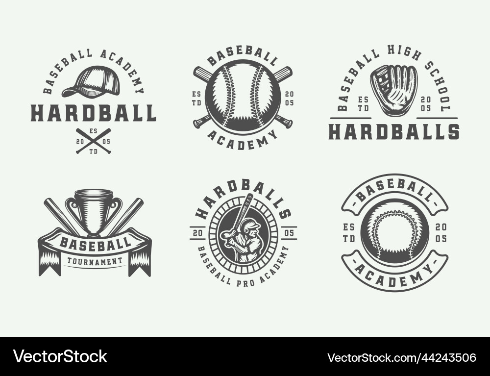 Vintage baseball sport logos emblems badges marks Vector Image