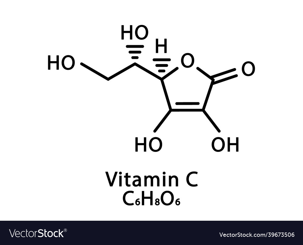 Vitamin c ascorbic acid molecular structure Vector Image