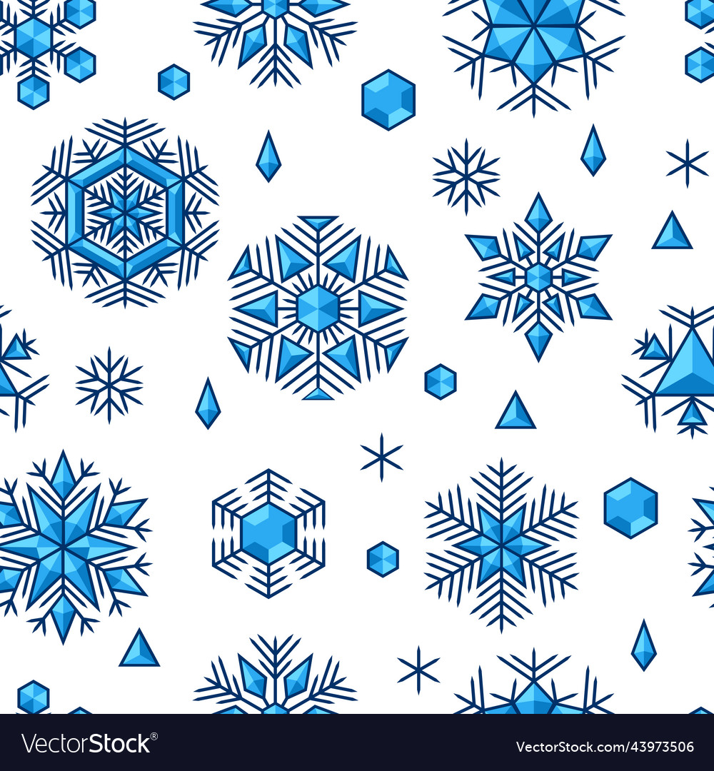 Winter seamless pattern with snowflakes merry Vector Image