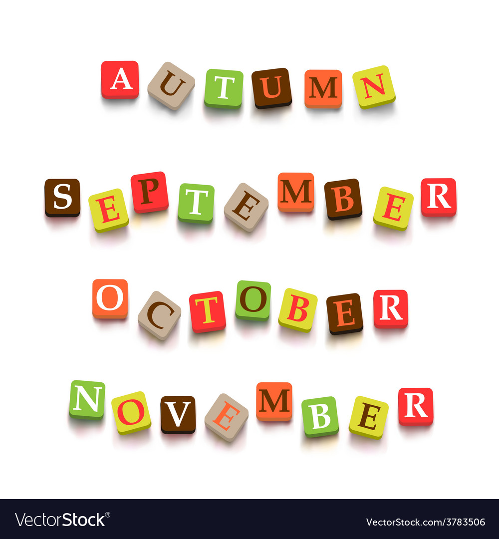 Words autumn september october novtember Vector Image