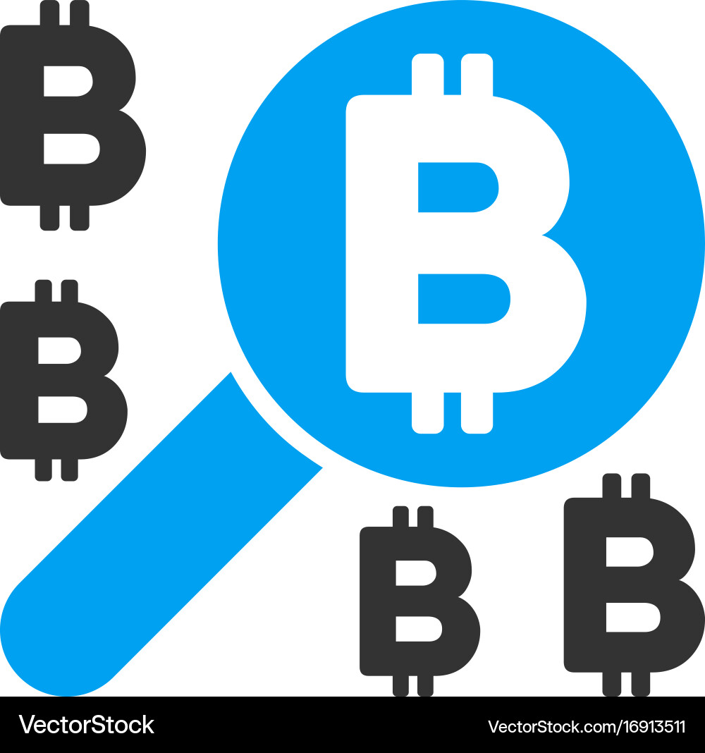 Bitcoin search flat icon Royalty Free Vector Image