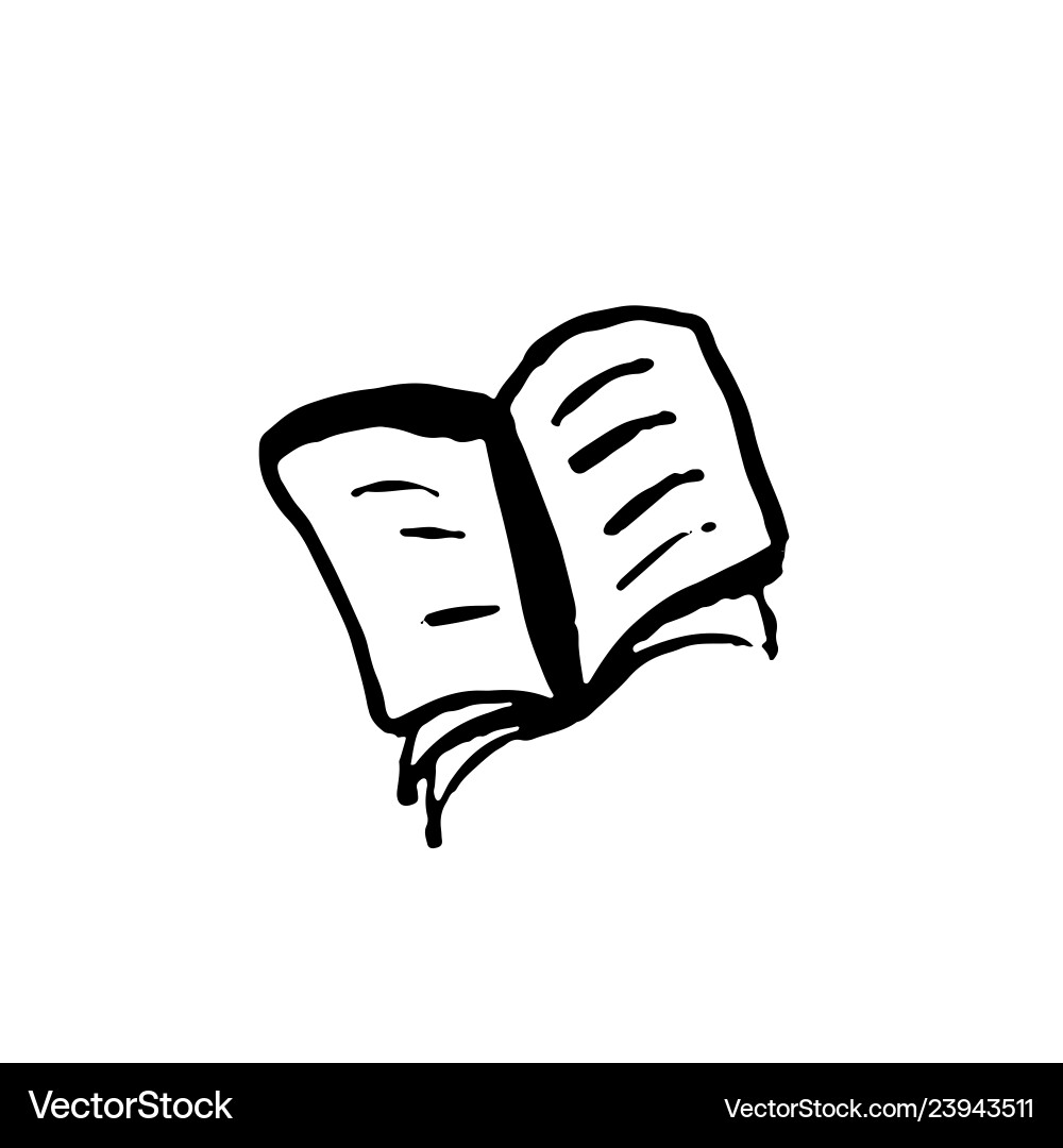 Book grunge icon brush hand drawn Royalty Free Vector Image