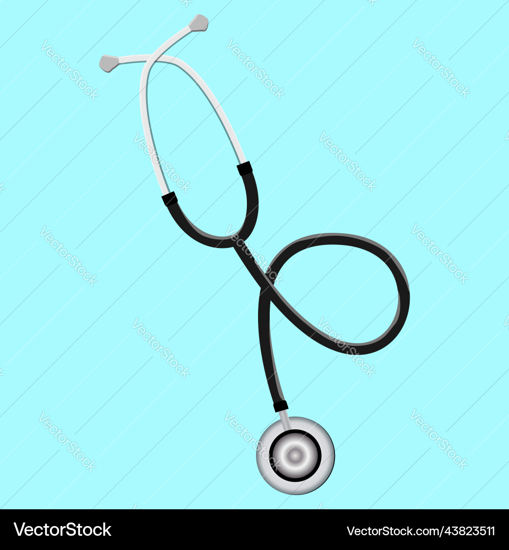Cartoon stethoscope with shadows isolated on blue Vector Image