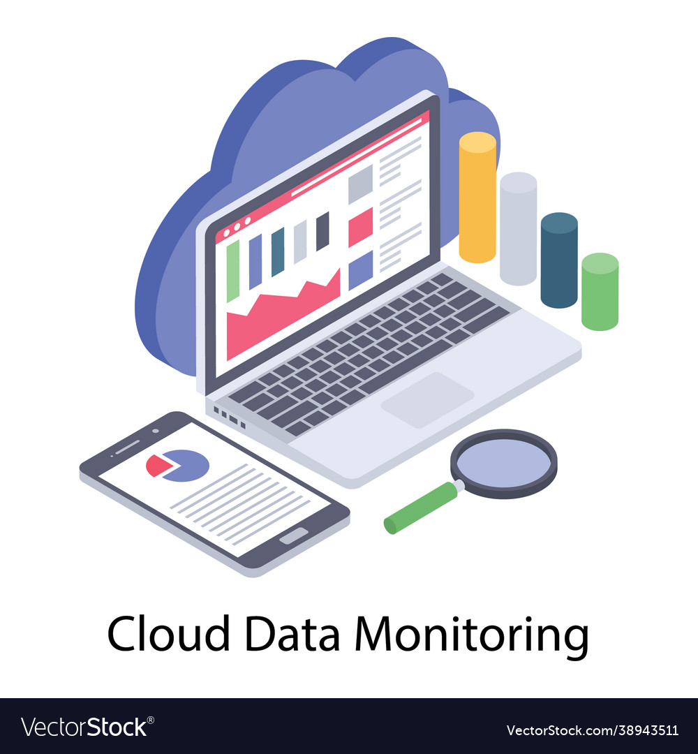 Cloud data monitoring Royalty Free Vector Image