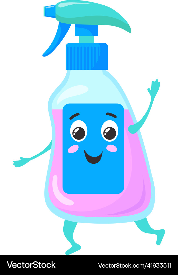 Cute smiling cleaning detergent bottle cartoon Vector Image