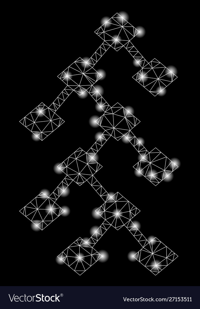 Glossy mesh wire frame binary tree with flare Vector Image