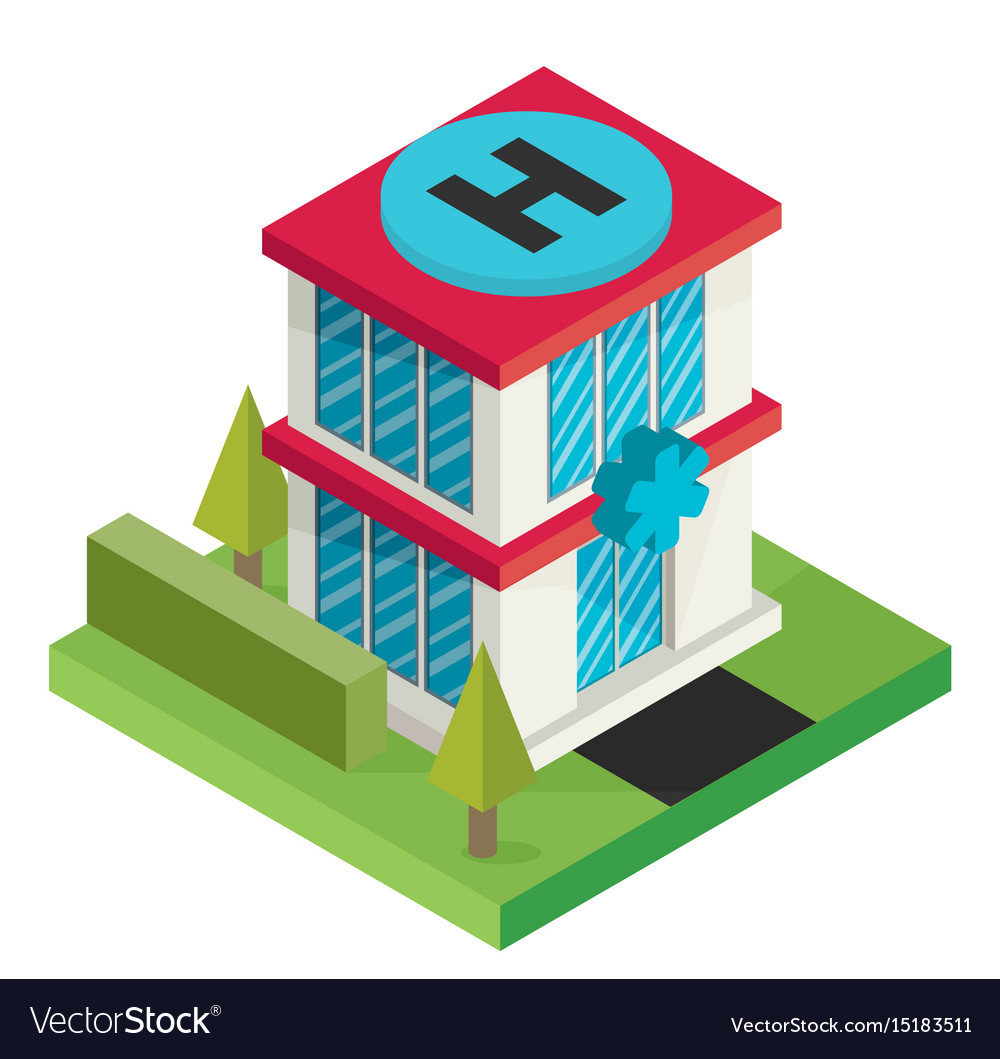Isometric hospital building icon Royalty Free Vector Image