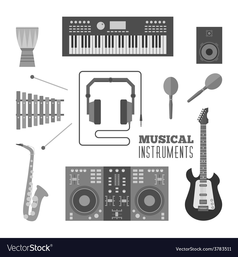 Musical instruments flat icons Royalty Free Vector Image Musical instruments flat icons Royalty Free Vector Image