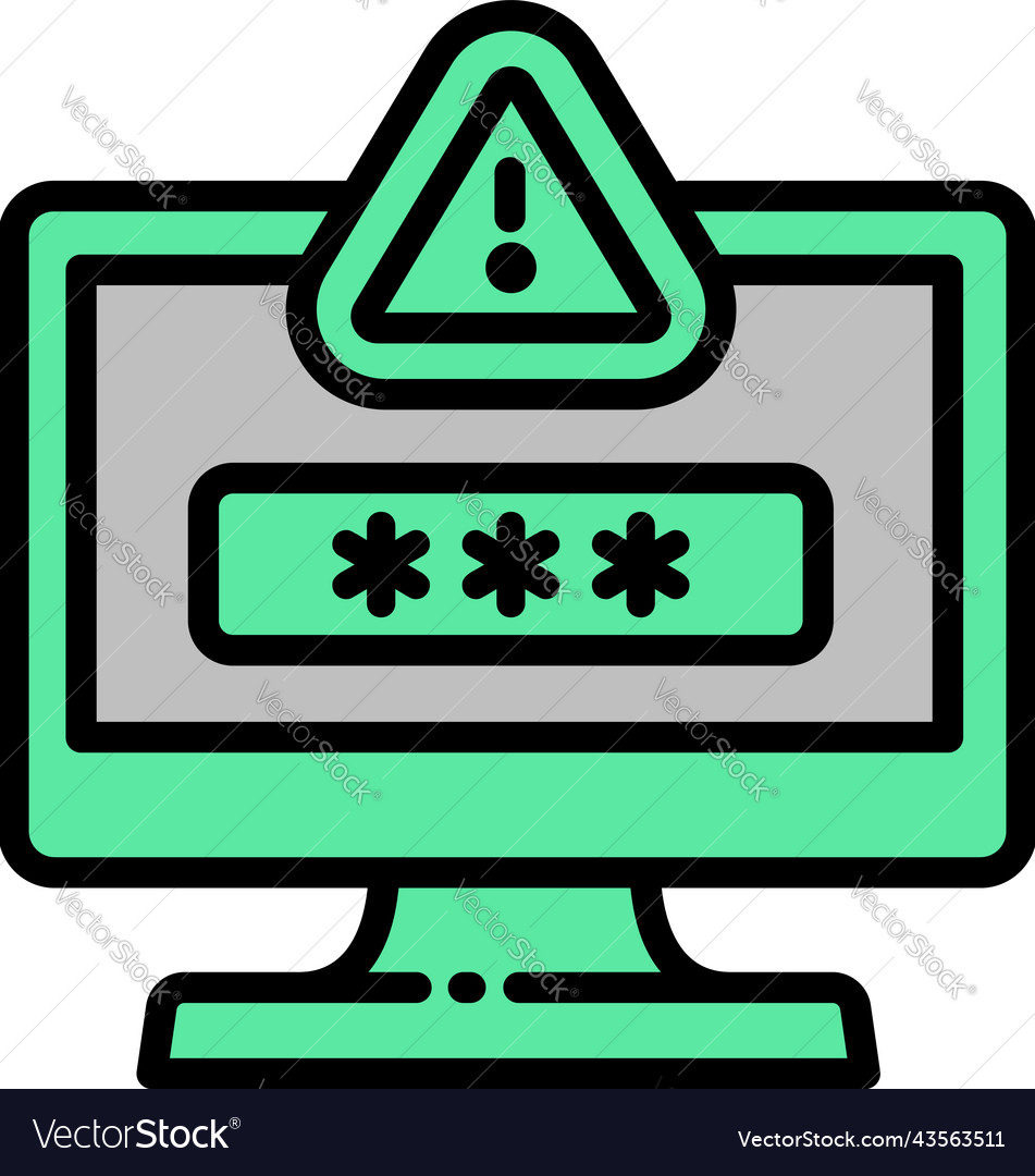 Pc Password Icon Outline Computer Security Vector Image