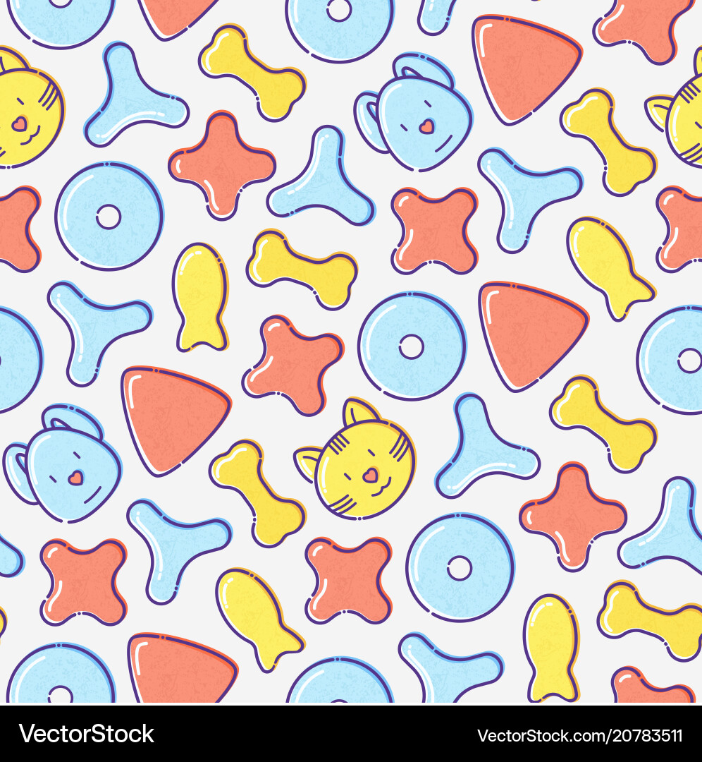 Pet food seamless pattern with thin line icons Vector Image