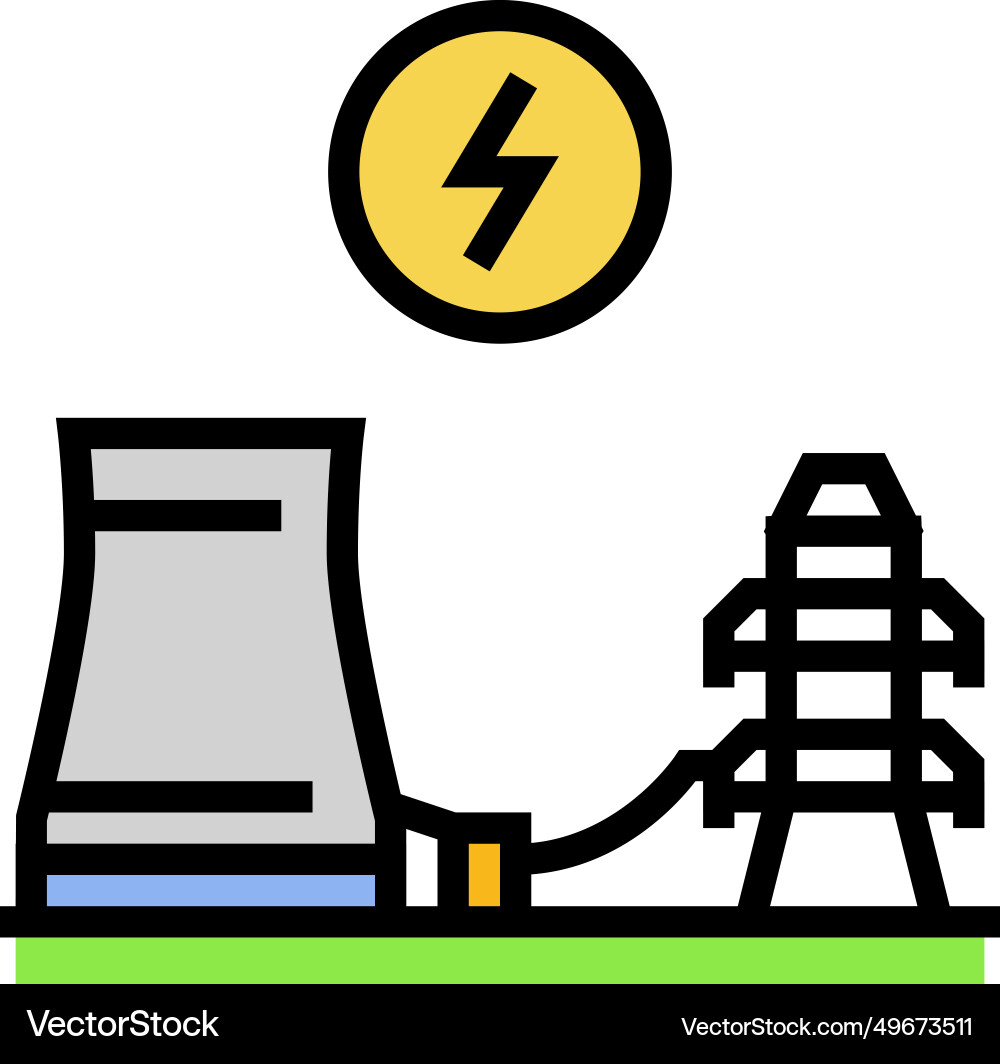 Power grid nuclear energy color icon Royalty Free Vector