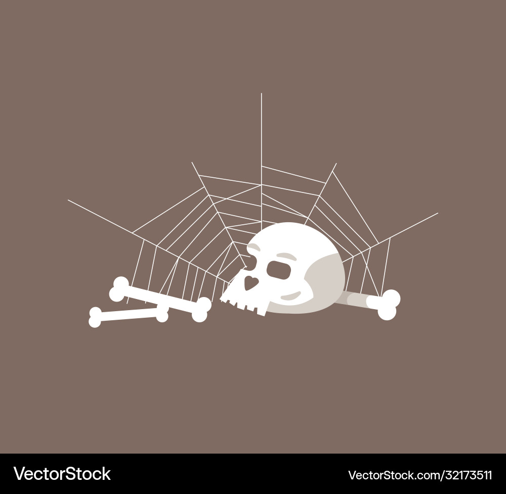 Skull and bones semi flat rgb color Royalty Free Vector
