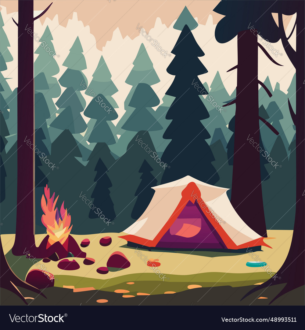 Tourist summer camping Royalty Free Vector Image