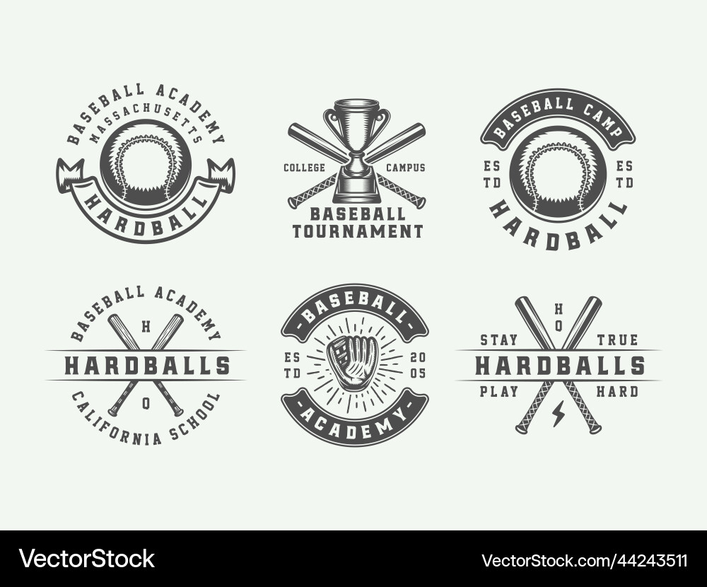 Vintage baseball sport logos emblems badges marks Vector Image