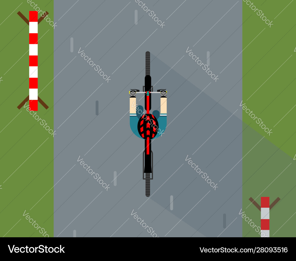 A cyclist in helmet view from above Royalty Free Vector