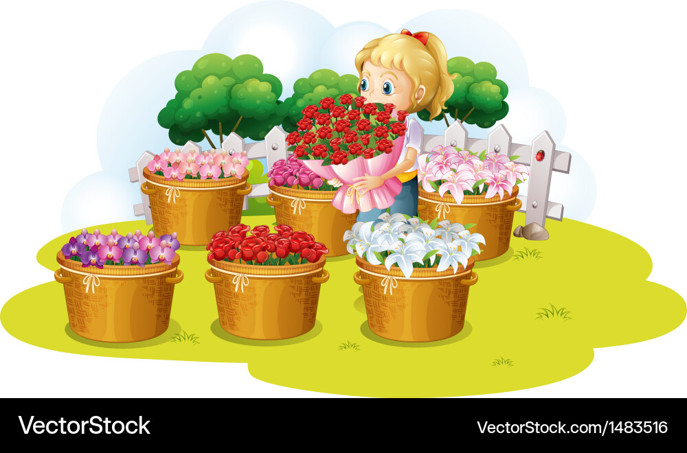 A girl selling flower Royalty Free Vector Image