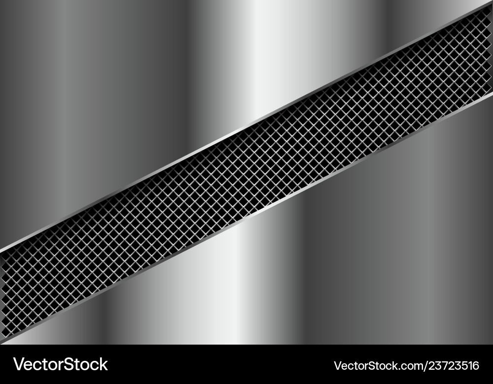 Abstract metal square mesh slash in silver plate Vector Image