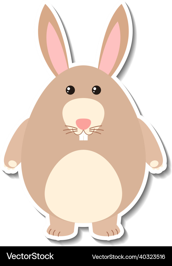 Chubby rabbit animal cartoon sticker Royalty Free Vector
