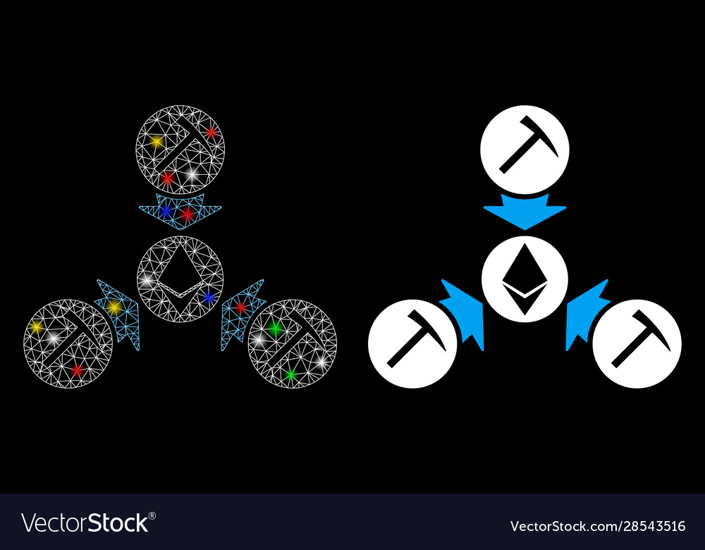 Flare mesh carcass ethereum mining pool icon Vector Image Flare mesh carcass ethereum mining pool icon Vector Image