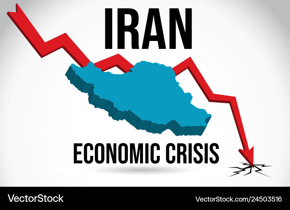 Iran map financial crisis economic collapse Vector Image