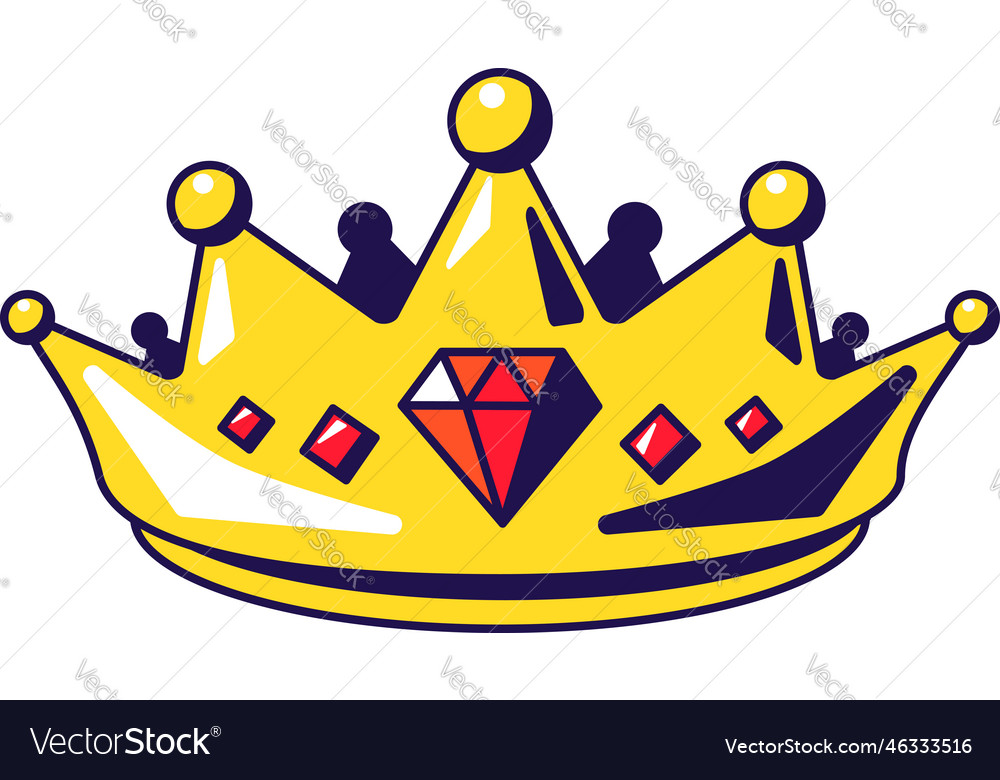 Large rubies inlaid golden royal crown Royalty Free Vector