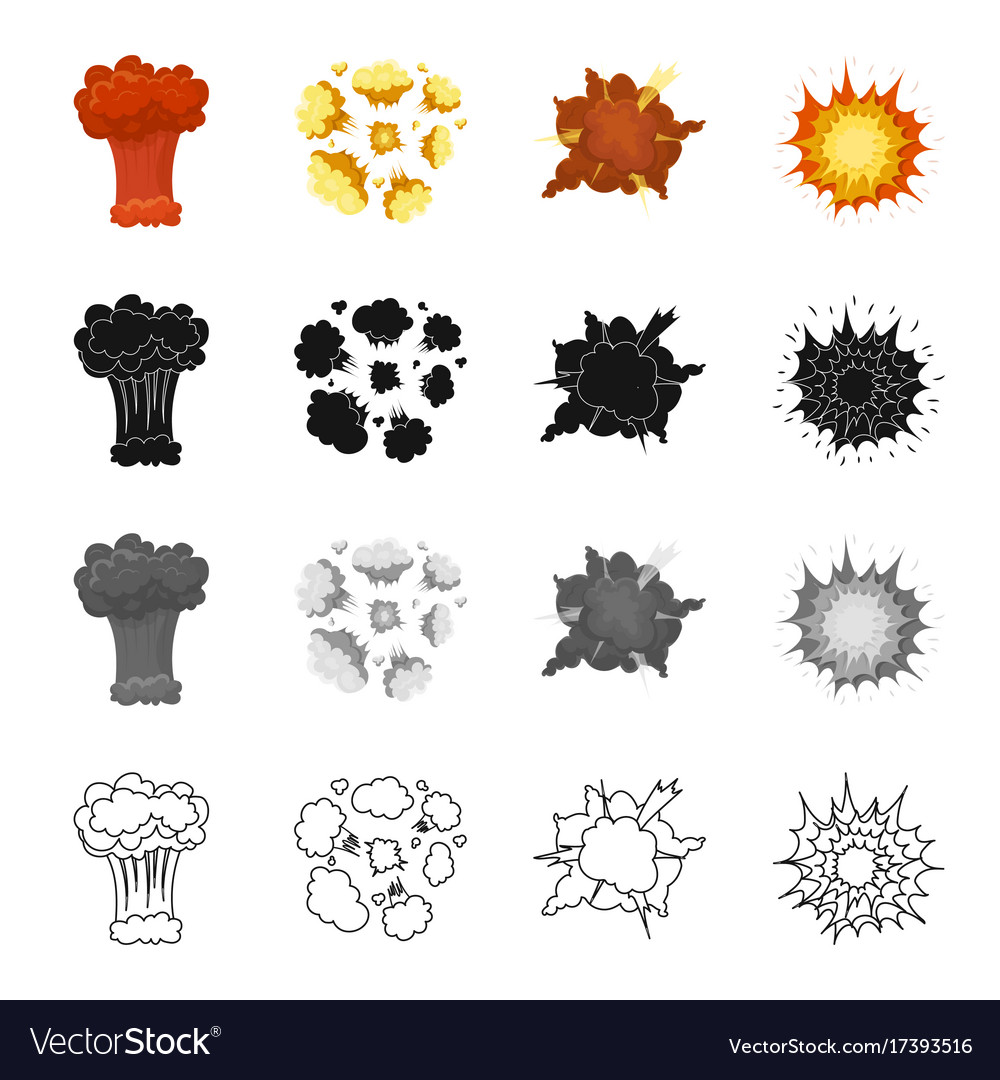 Nuclear explosion flash flame various types Vector Image
